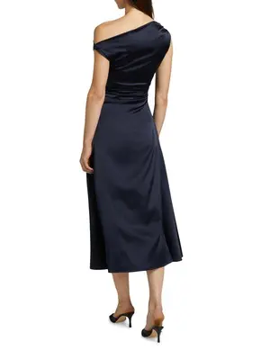 Staud Phare Silk Drape Midi-dress