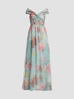 Dress The Population Xyla Floral Chiffon A-line Gown