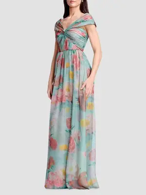 Dress The Population Xyla Floral Chiffon A-line Gown