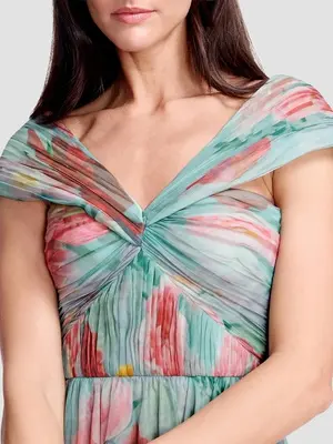 Dress The Population Xyla Floral Chiffon A-line Gown