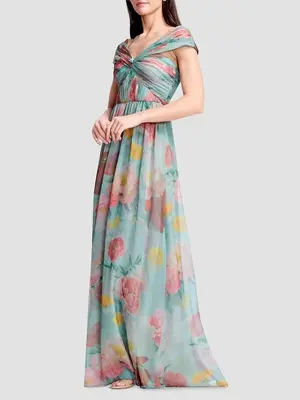 Dress The Population Xyla Floral Chiffon A-line Gown