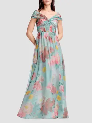 Dress The Population Xyla Floral Chiffon A-line Gown