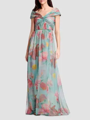 Dress The Population Xyla Floral Chiffon A-line Gown