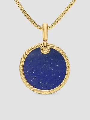 David Yurman Dy Elets Disc Pendant In 18k Yellow Gold - Lapis Lazuli