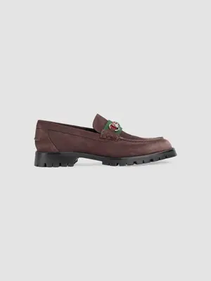 Gucci Sylke Horsebit Suede & Lug Sole Loafers - Coffee