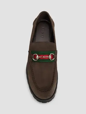 Gucci Sylke Horsebit Suede & Lug Sole Loafers - Coffee