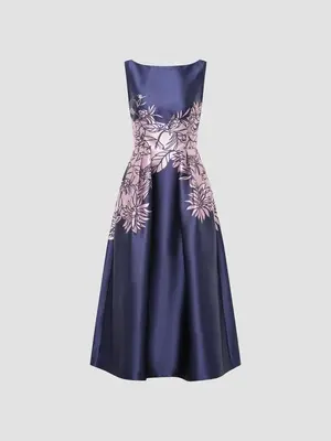 KAY UNGER Evaline Satin Tea-length Dress