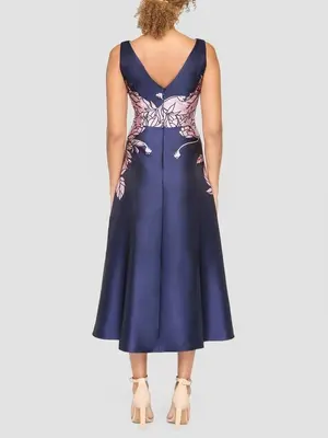 KAY UNGER Evaline Satin Tea-length Dress