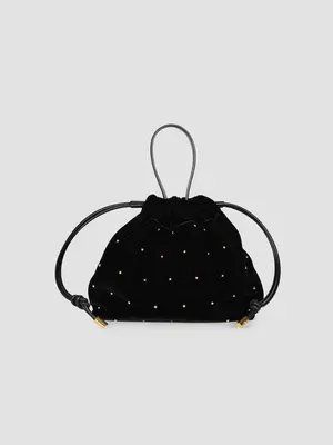 Chloé Icons Mini Studded Velvet Shoulder Bag - Black