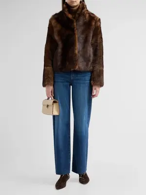 YVES SALOMON Fur-effect Shearling Coat