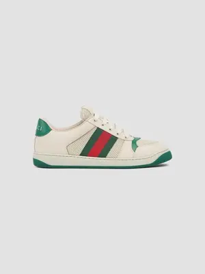 Gucci Screener Leather & Mesh Low-top Sneakers - Sand