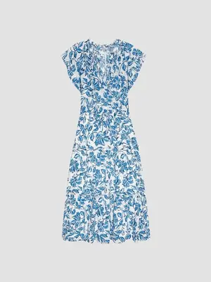Rails Juni Leaf-print Linen-blend Midi-dress