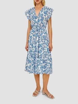Rails Juni Leaf-print Linen-blend Midi-dress