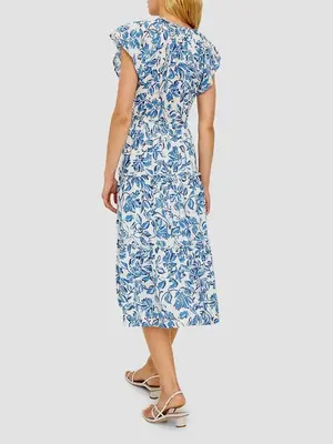 Rails Juni Leaf-print Linen-blend Midi-dress