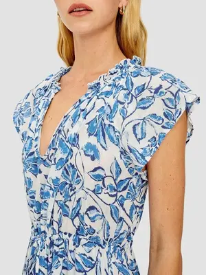 Rails Juni Leaf-print Linen-blend Midi-dress