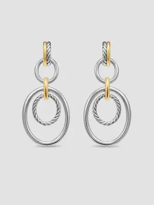 David Yurman Dy Mercer Mobile Drop Earrings In Sterling With 18k Yellow Gold, 65.7mm - Silver