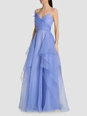 Theia Adessia Strapless Tiered Gown