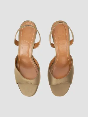 Staud Brigitte Satin Slingback Sandals - Truffle