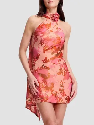 Dress The Population Lily Flower Halterneck Minidress