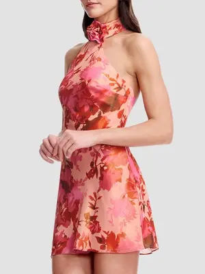 Dress The Population Lily Flower Halterneck Minidress