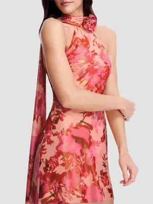 Dress The Population Lily Flower Halterneck Minidress