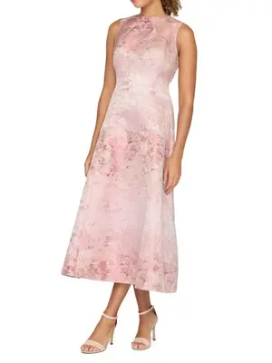KAY UNGER Philippa Metallic Jacquard Tea-length Dress