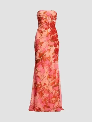 Dress The Population Kinley Floral Strapless Gown