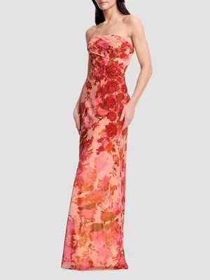 Dress The Population Kinley Floral Strapless Gown
