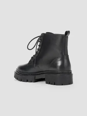 Staud Henry Leather Combat Boots - Black