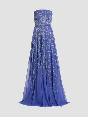 Theia Ramona Strapless Ombré Beaded Gown