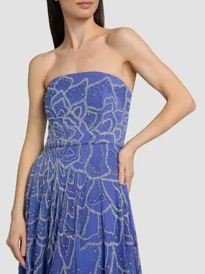 Theia Ramona Strapless Ombré Beaded Gown
