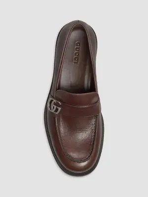 Gucci Primavera College Leather Loafers - Coffee