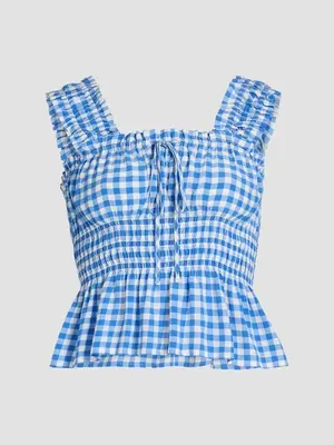 Rails Donna Peplum-waist Sleevleless Gingham Crop Top