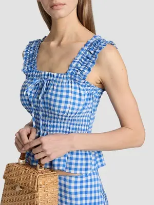 Rails Donna Peplum-waist Sleevleless Gingham Crop Top
