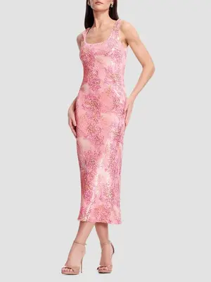 Dress The Population Leo Floral Sequined Midi-dress