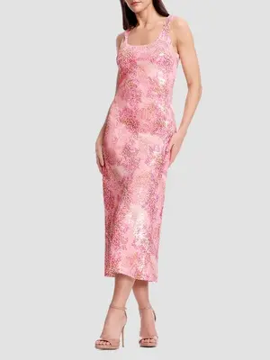 Dress The Population Leo Floral Sequined Midi-dress