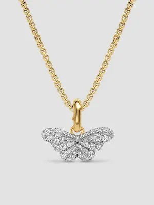 David Yurman Butterfly Amulet In 18k White And Yellow Gold With Diamonds, 9.1mm - Diamond
