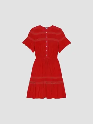 Rails Winslow Linen-blend A-line Minidress - Tomato