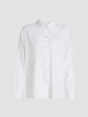 Rails Charli Eyelet Embroidered Linen-blend Shirt - White Seashells