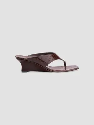 STUART WEITZMAN Vinnie 50mm Croc-embossed Leather Wedge Sandals
