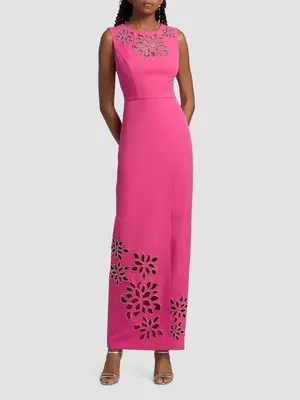 KAY UNGER Indiana Embellished Floral Laser-cut Column Gown