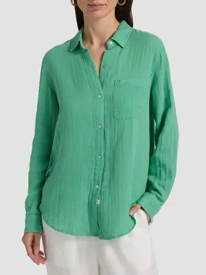 Rails Ellis Crinkled Cotton Shirt - Clover