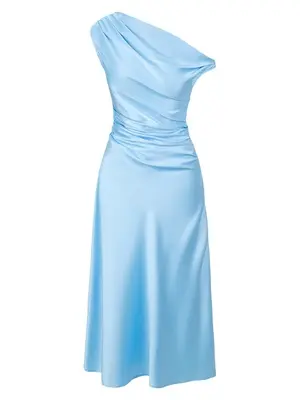 Staud Phare Draped Stretch Silk Maxi Dress - Cloud