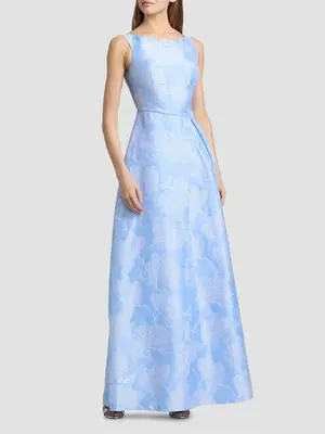 KAY UNGER Caitlin Floral Jacquard A-line Gown