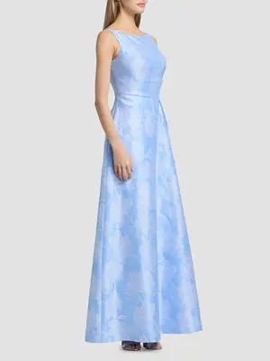 KAY UNGER Caitlin Floral Jacquard A-line Gown