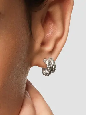 David Yurman Mercer Double Hoop Huggie Earrings In Sterling 13.5mm