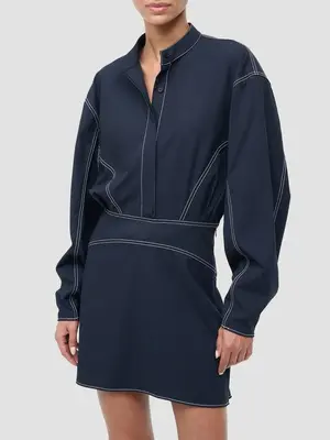 Staud Kiln Contrast Stitch Shirtdress