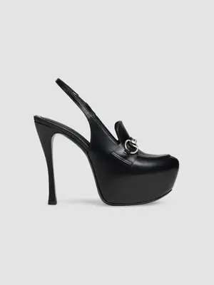 Gucci Fame 85mm Leather Platform Slingback Pumps - Black