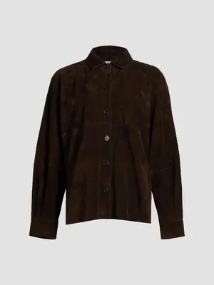 Staud Josette Suede Shirt Jacket - Espresso