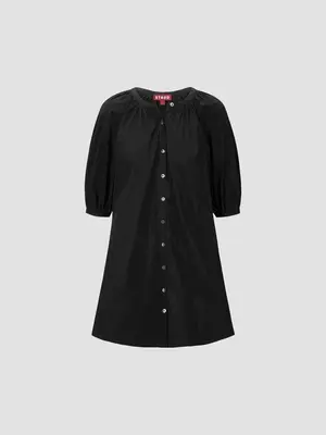Staud Vincent Cotton Poplin Minidress - Black